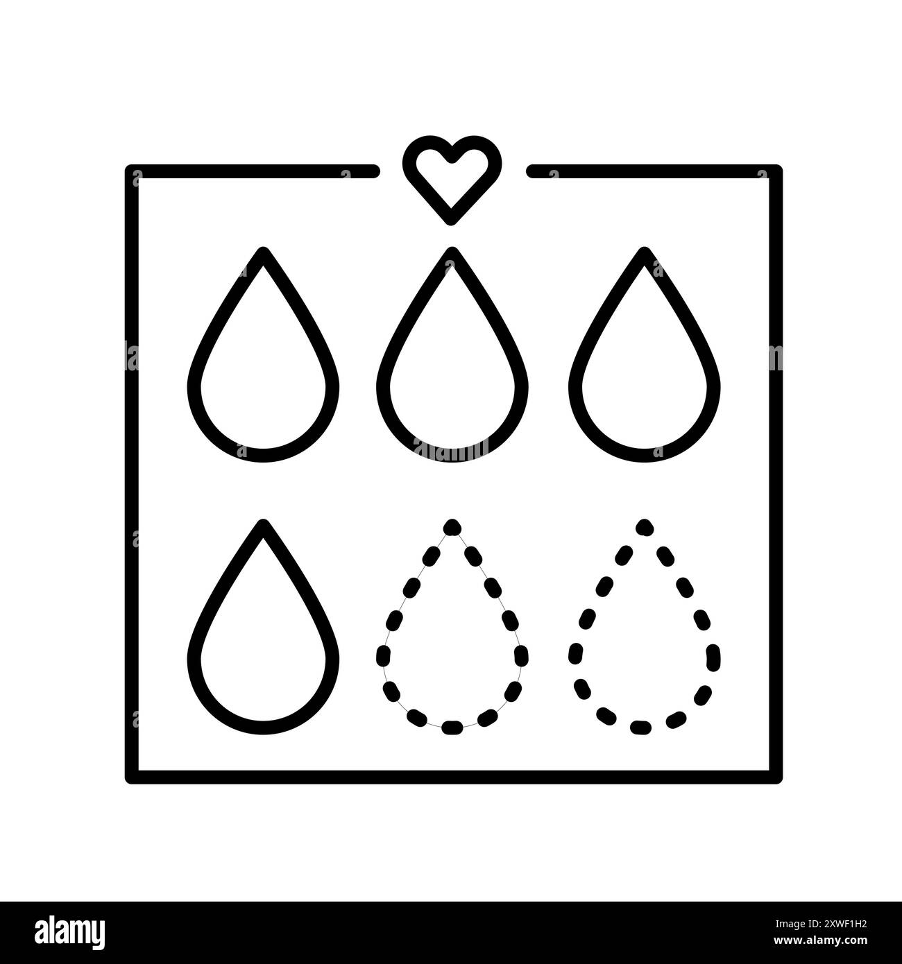 Menstrual drops line black icon. Sign for web page, mobile app, button ...