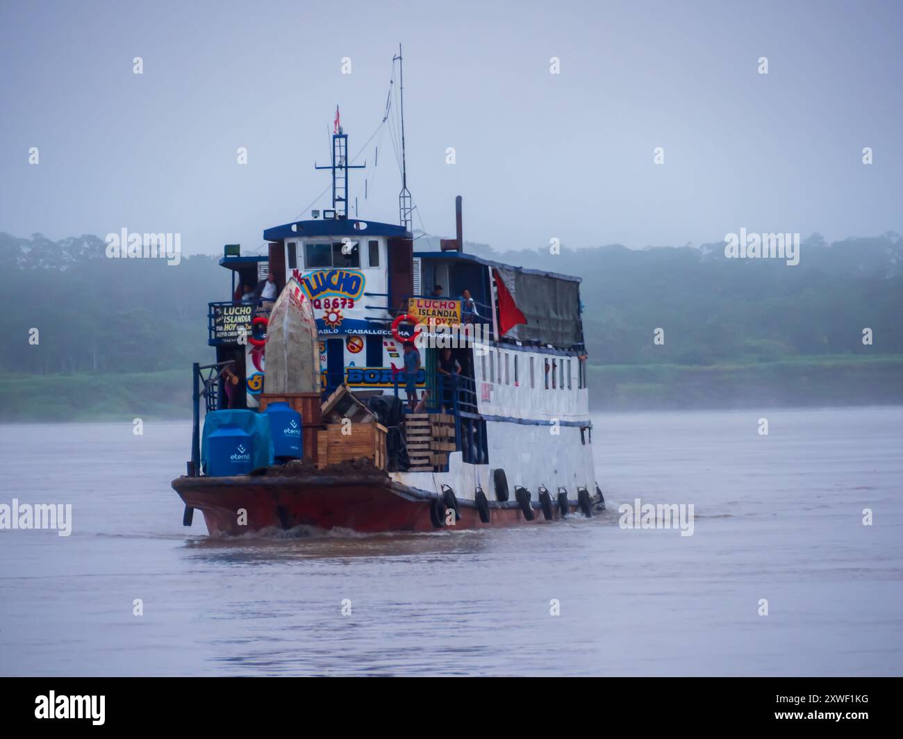 Caballococha, Peru - Sep 22, 2019: Ferry boats on the Amazon River ...