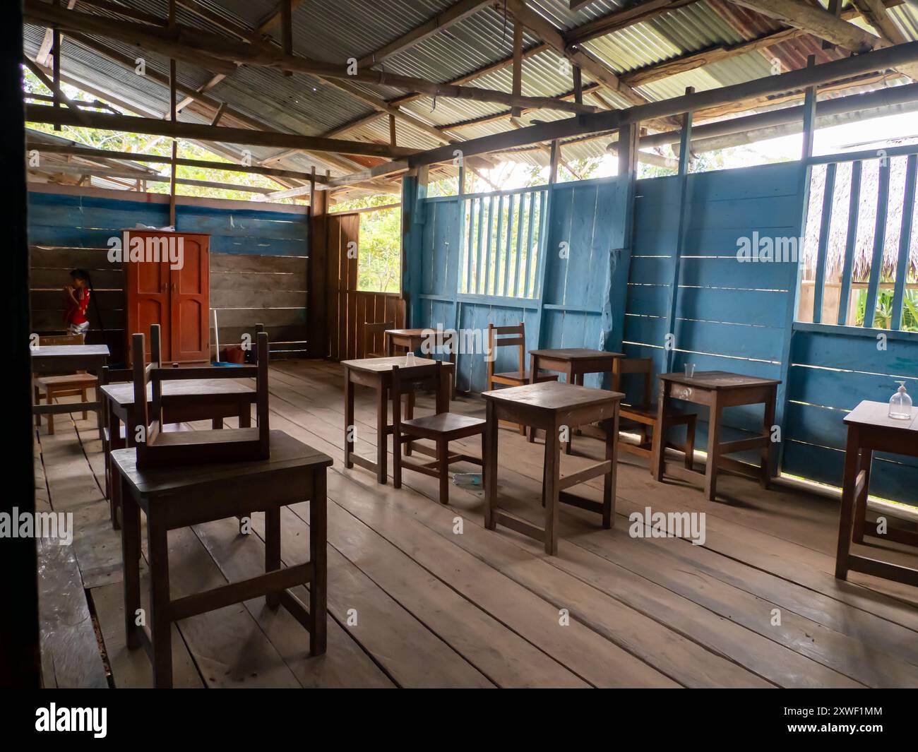 Puerto Miguel, Peru - April, 2022: Primary school in the small village ...