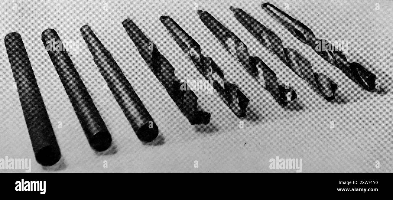 Drill bit manufacturing: A twist drill in its various stages of ...