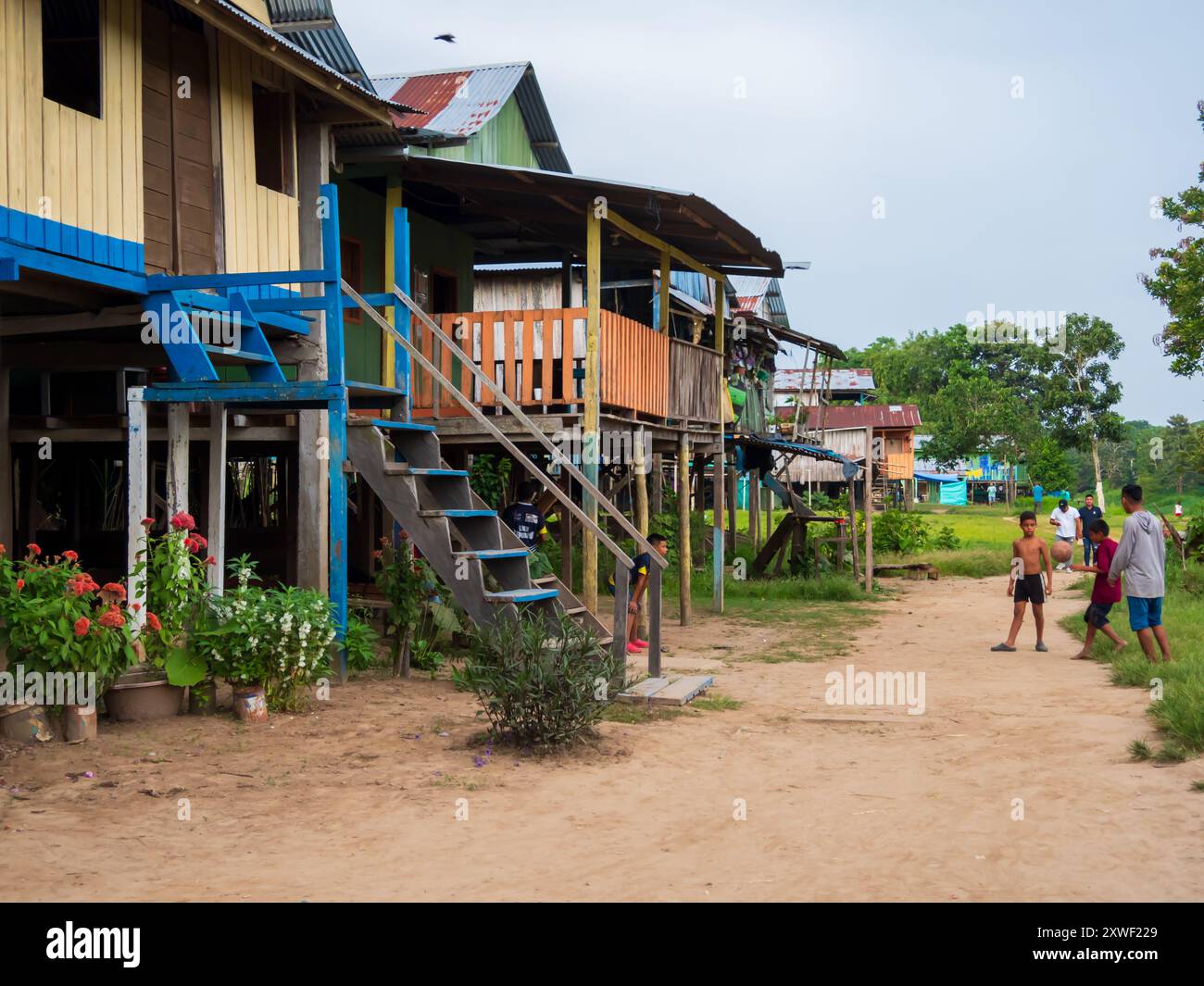 Isla de La Fantasia, Leticia, Colombia – Dec 8, 2022: Typical wooden ...