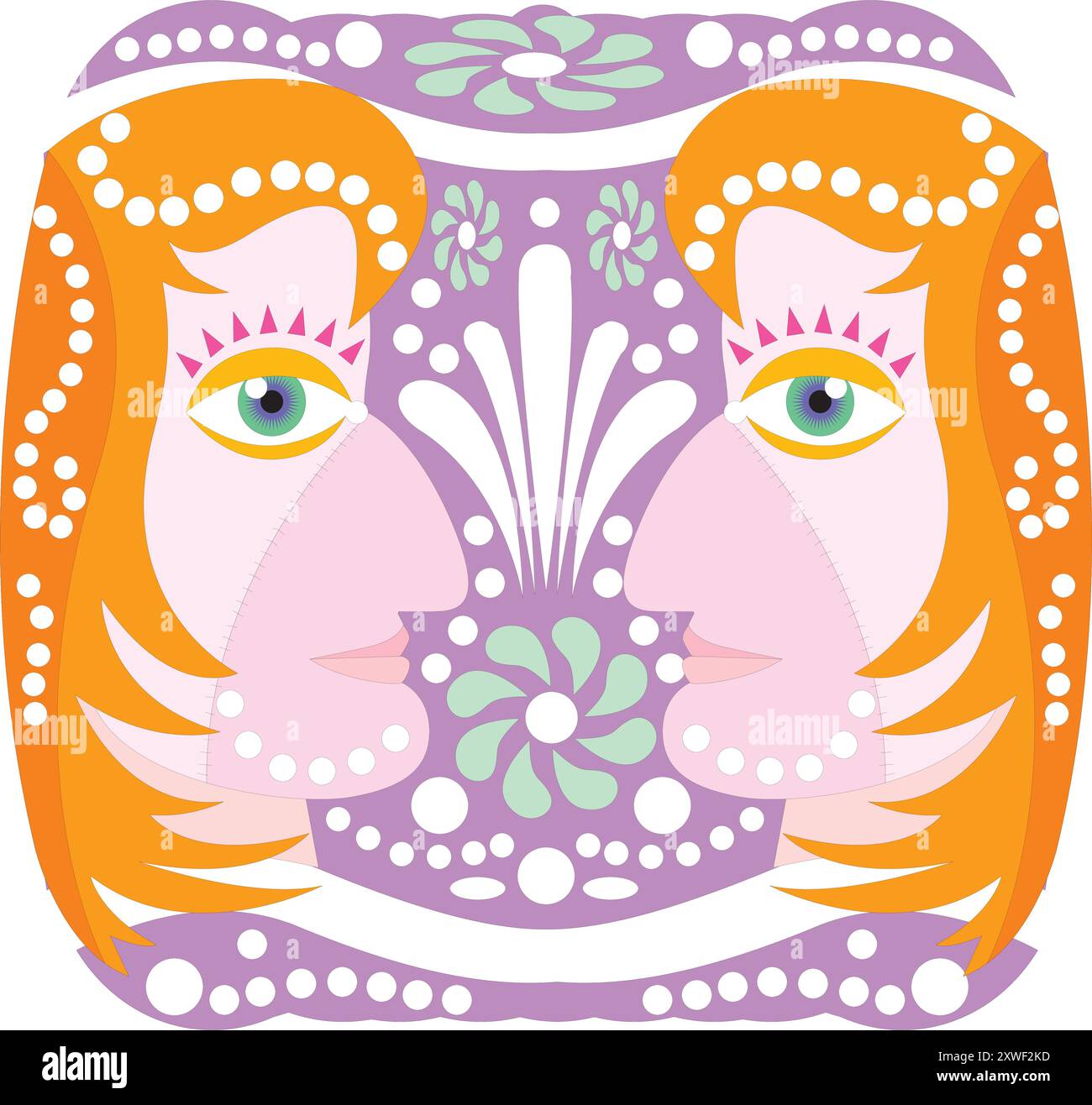 Horoscope flat set of icons with zodiac signs and hugging couple ...