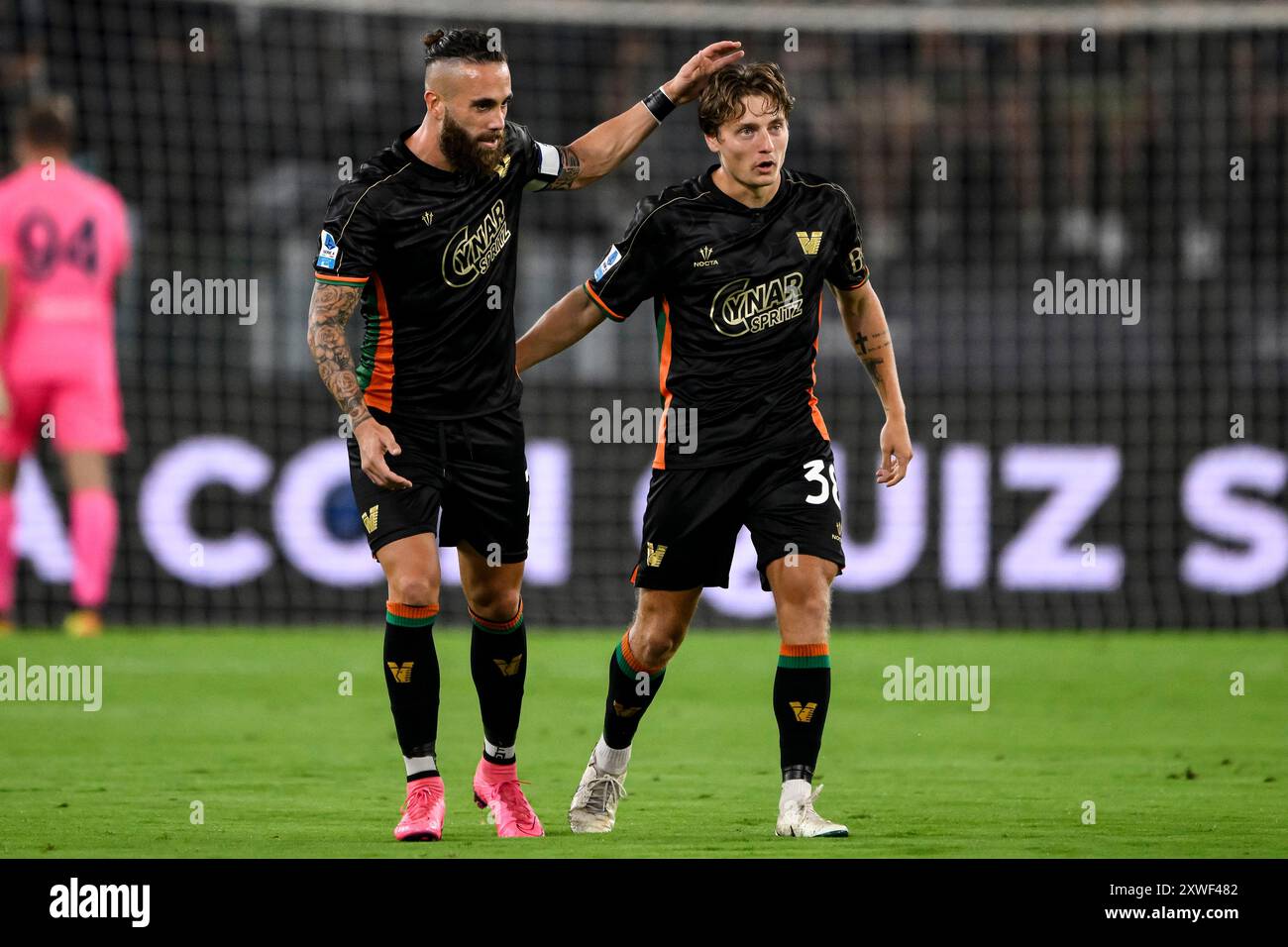 Magnus Kofod Andersen of Venezia FC (r) celebrates with Francesco ...