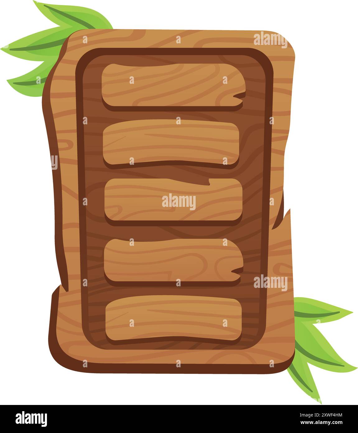 Wooden menu template. Cartoon game interface element Stock Vector Image ...