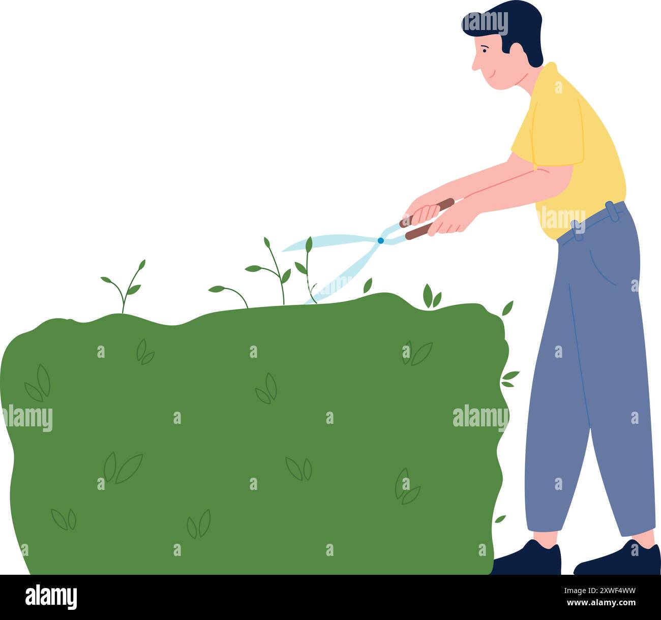Gardener trimming backyard plant Cut Out Stock Images & Pictures - Alamy