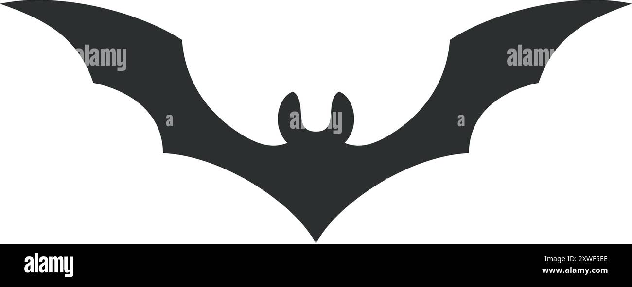 Bat black silhouette. Horror winged animal icon Stock Vector Image ...