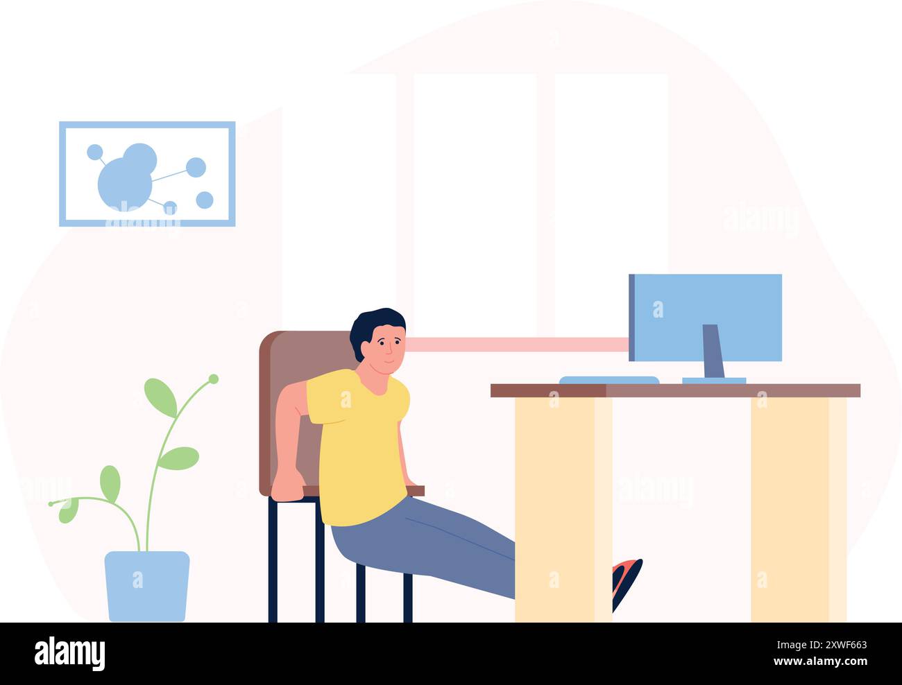 Office break physical activity. Workplace workout illustration Stock ...