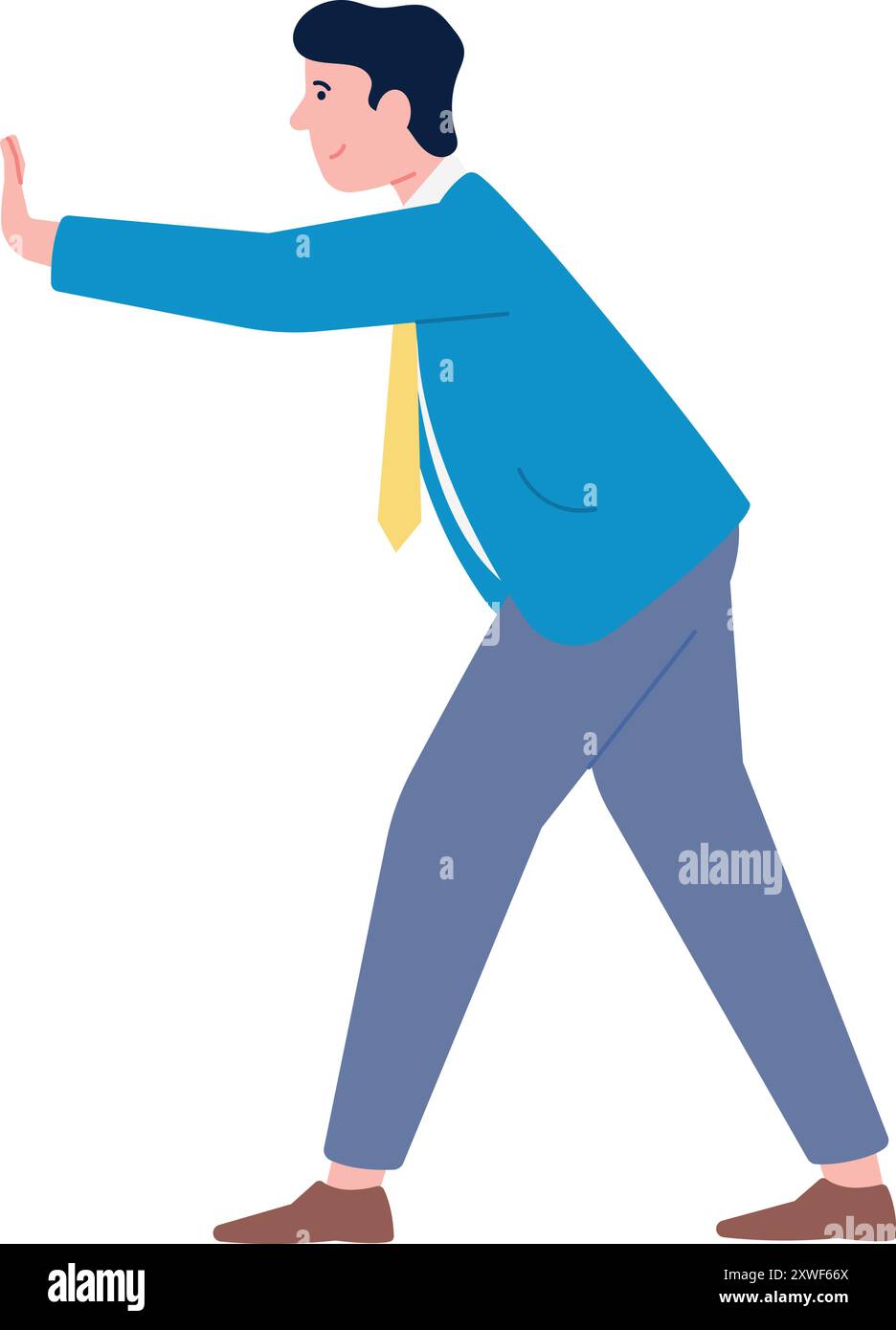 Man pushing something. Person standing against wall Stock Vector Image ...