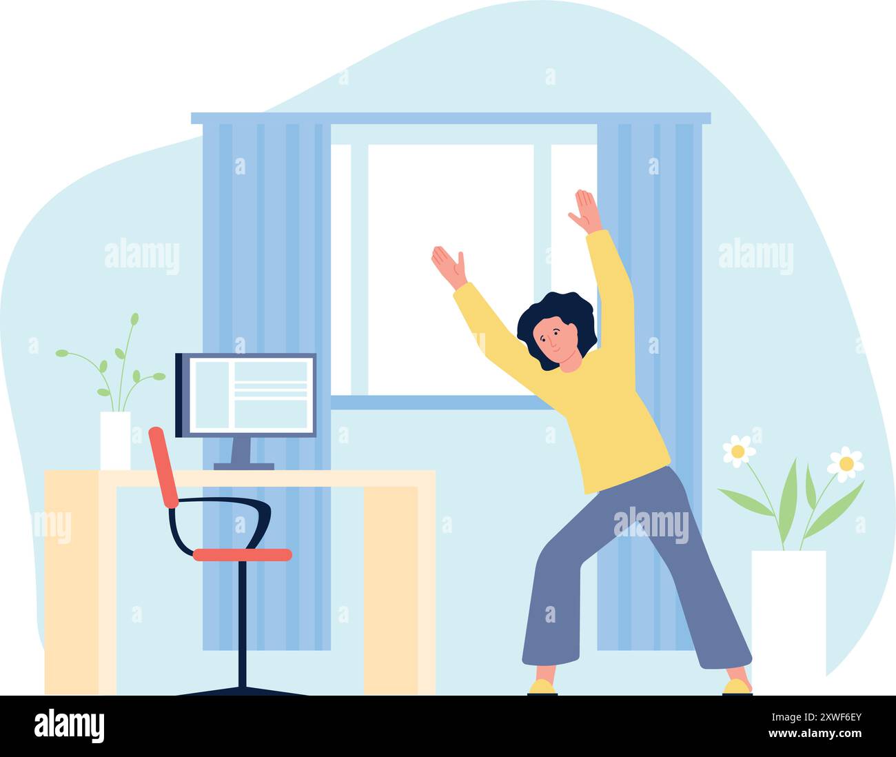 Stretching desk exercise Stock Vector Images - Alamy
