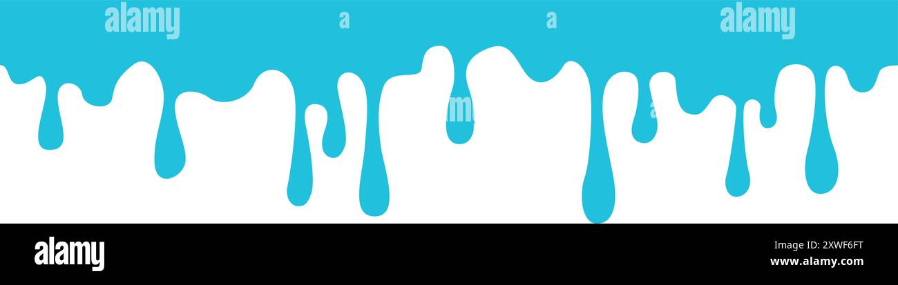 Leaking water border. Blue liquid spilling from top Stock Vector Image ...