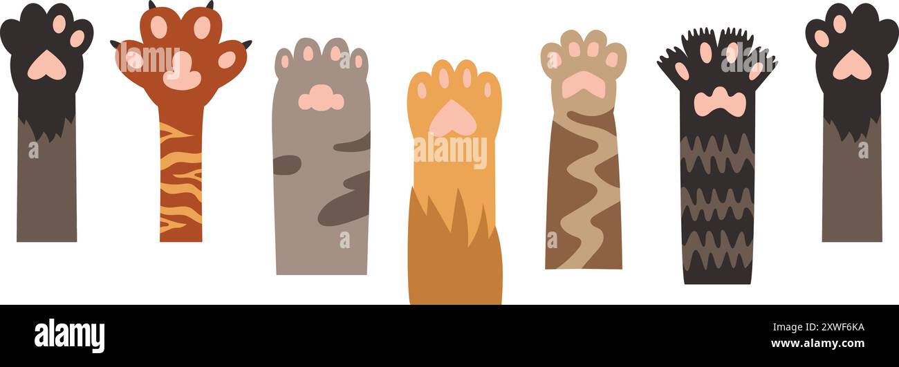 Cat paw set. Cute various fur legs Stock Vector Image & Art - Alamy