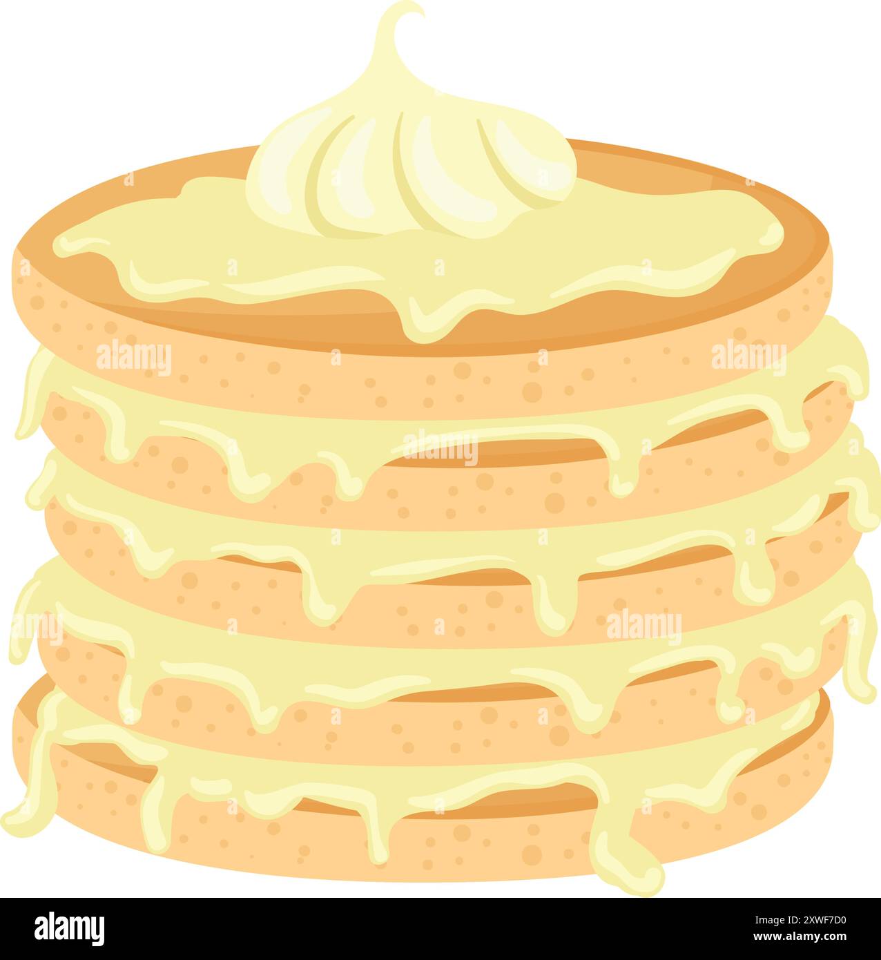 Pancake stack with cream on top cartoon icon Stock Vector Image & Art ...