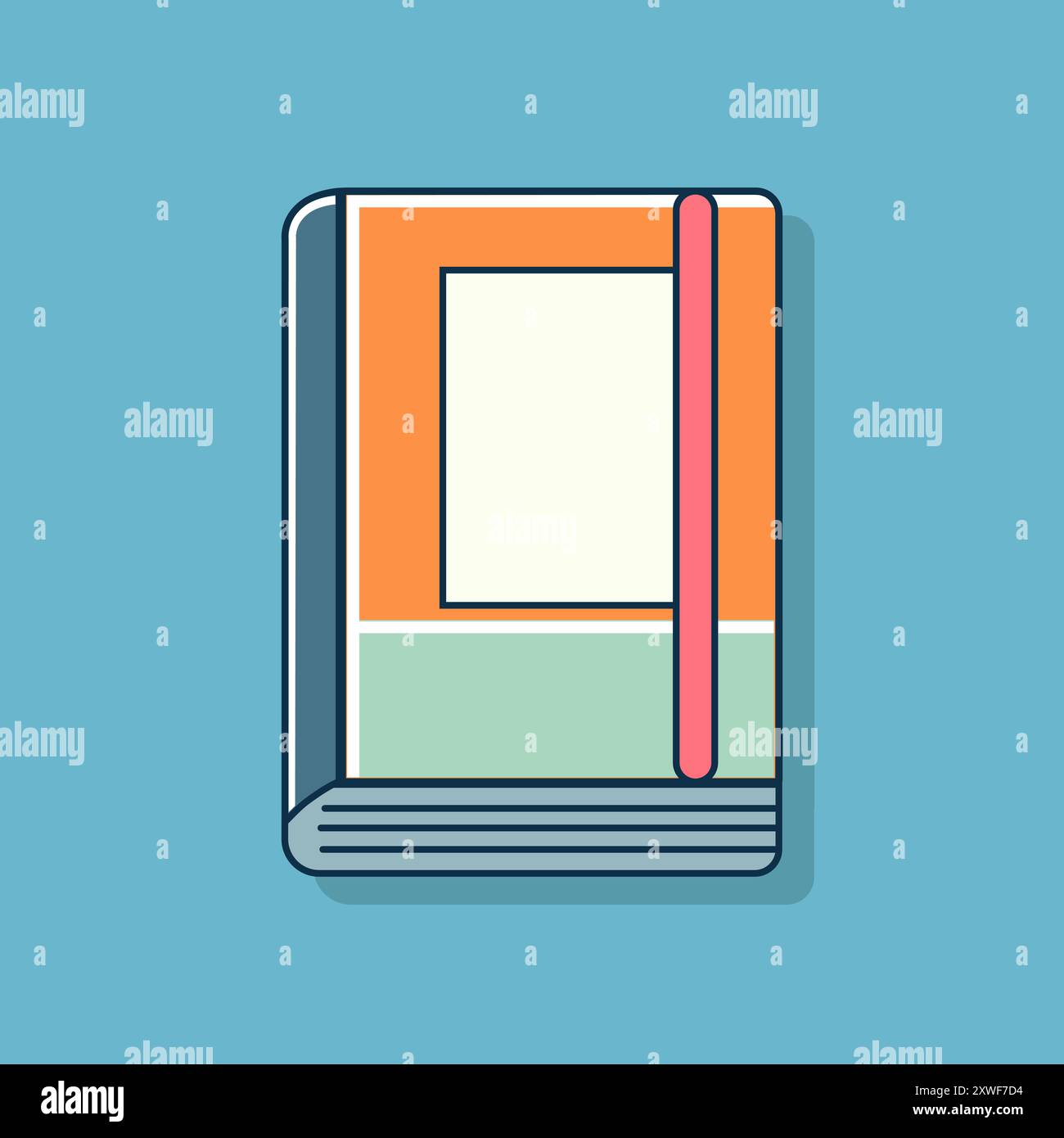 Thick notepad for school notes on blue isolated background. Flat ...