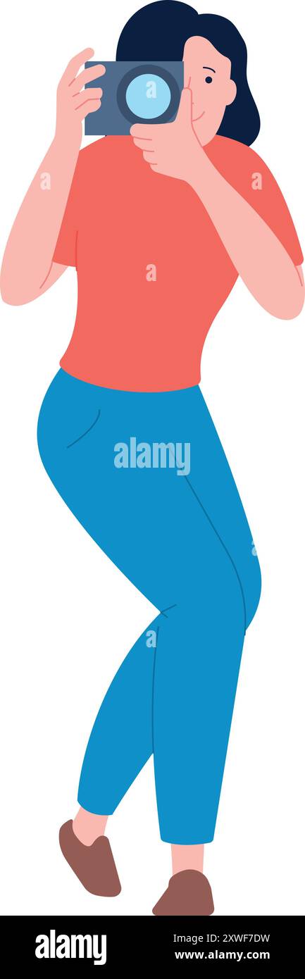 Woman making photo. Happy memory color icon Stock Vector Image & Art ...