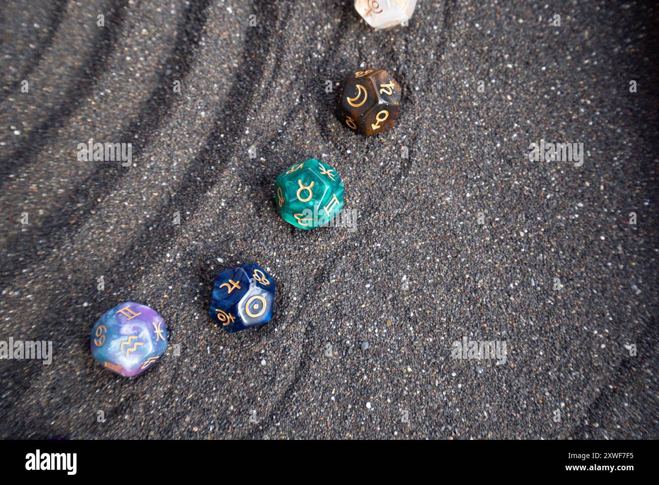 Zodiac horoscope with divination dice Stock Photo - Alamy