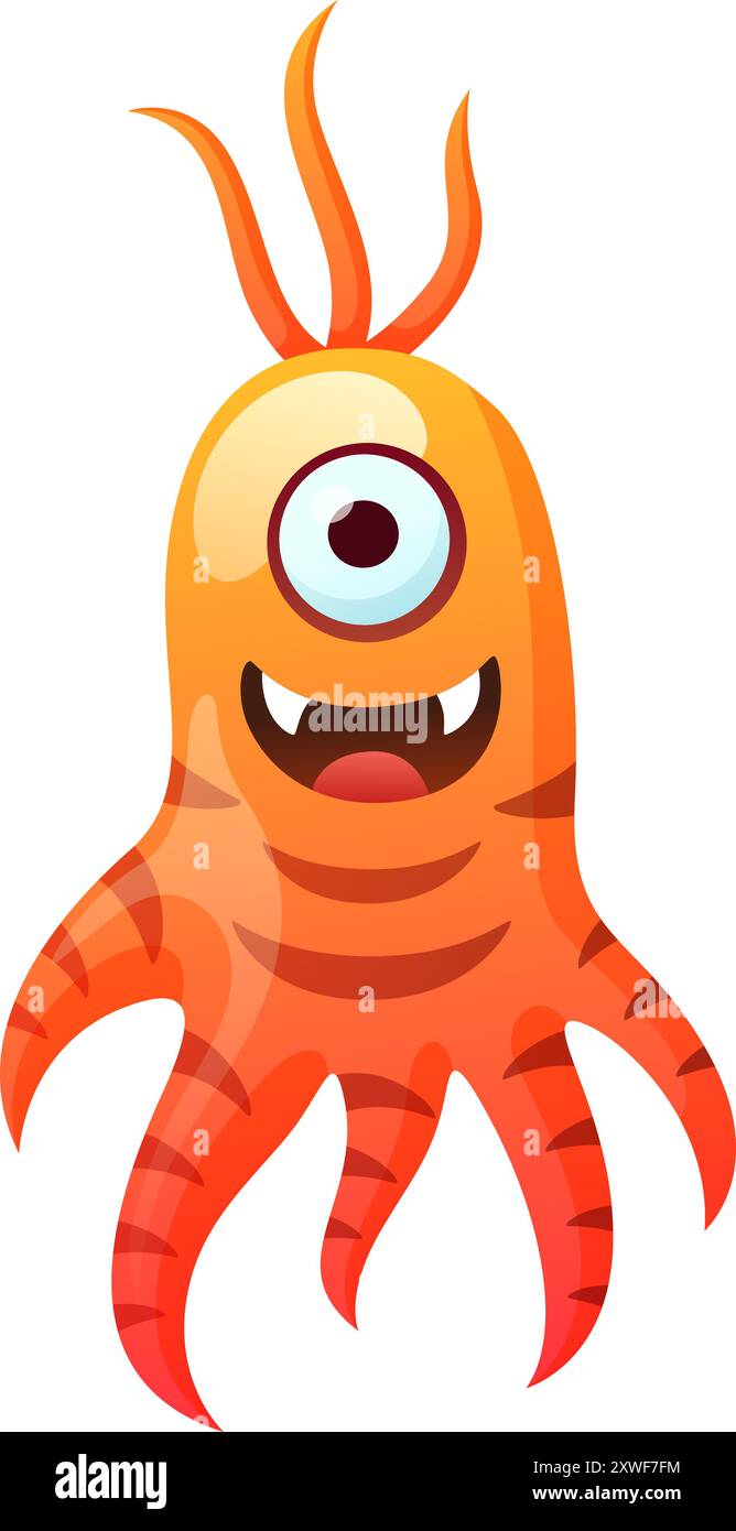 Cartoon monster cell. Bizarre creature. Colorful bacterium Stock Vector ...