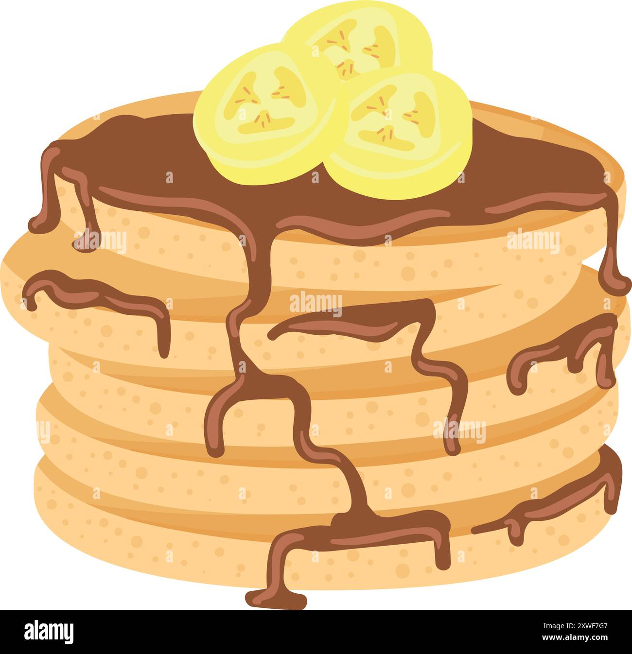 Syrup on pancakes stack cartoon icon. Hot banana breakfast Stock Vector ...