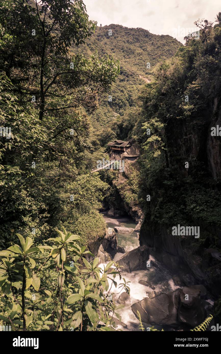 Waterfall El Pailon del Diablo (Cascada del Río Verde) on the Pastaza ...