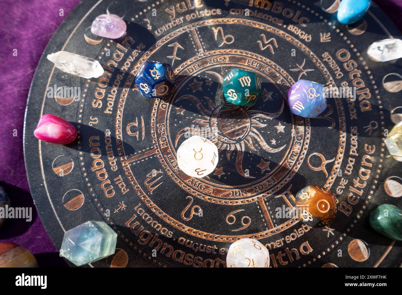 Zodiac horoscope with divination dice Stock Photo - Alamy