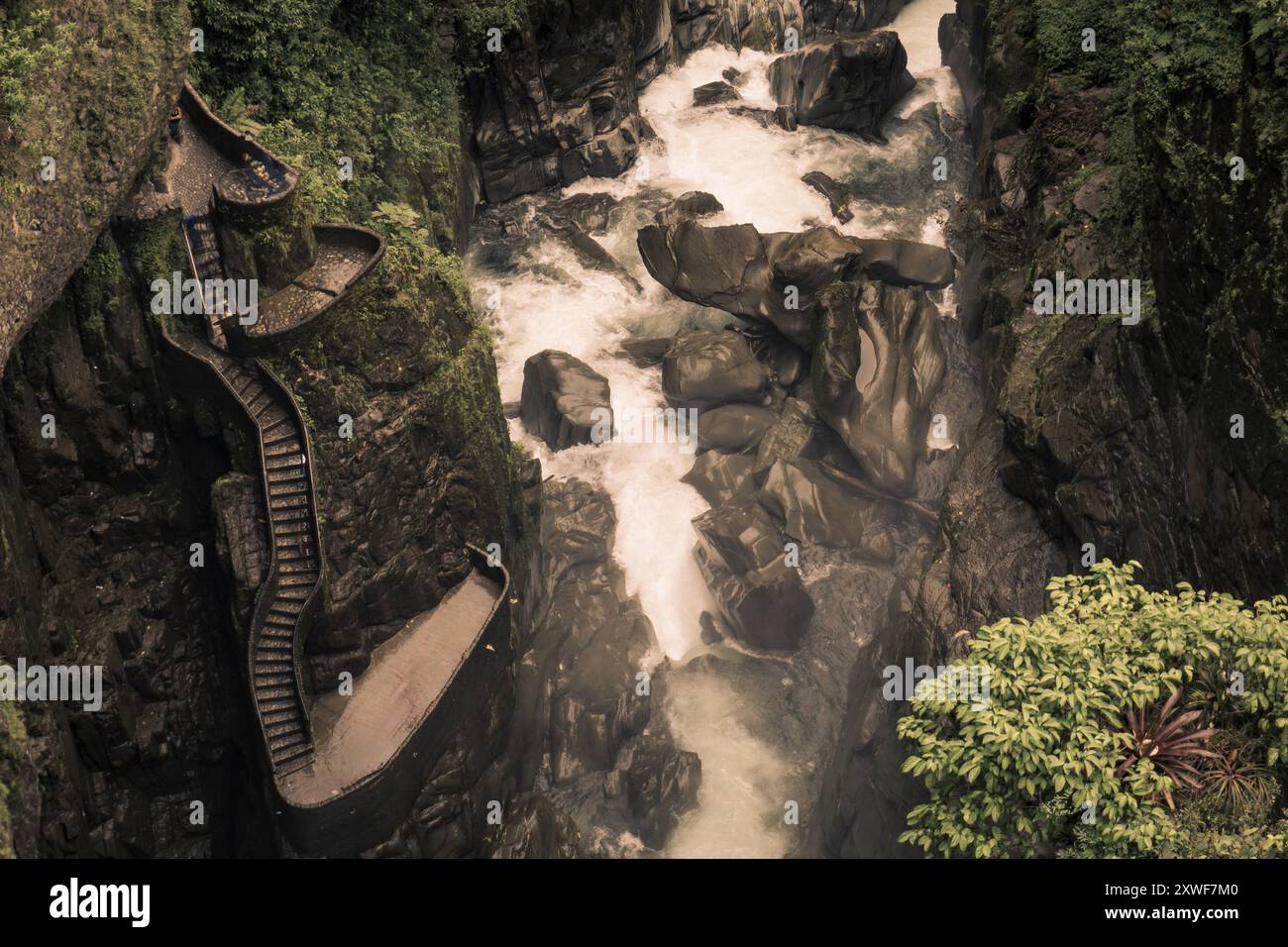Waterfall El Pailon del Diablo (Cascada del Río Verde) on the Pastaza ...