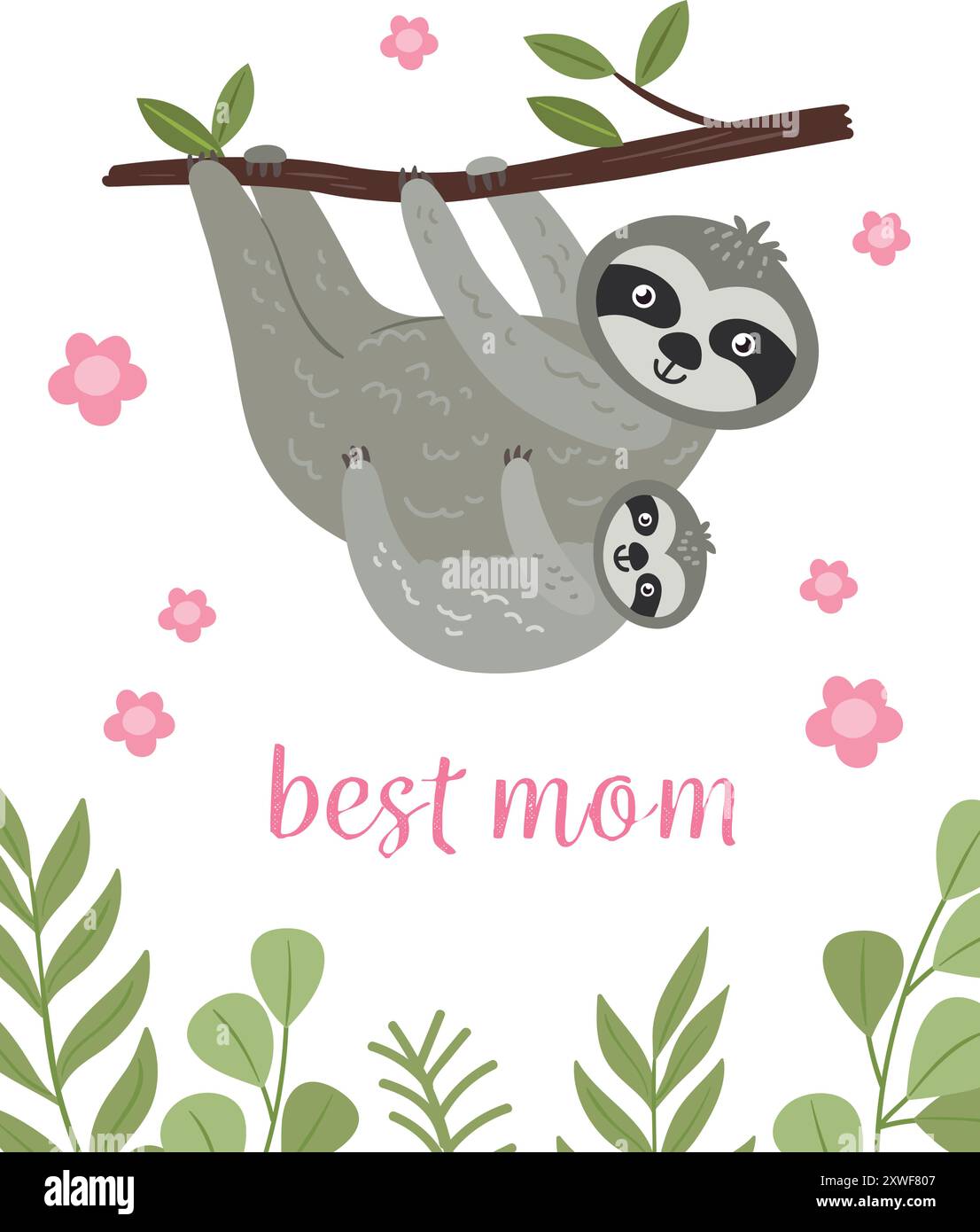 Sloth baby and mother Stock Vector Images - Alamy