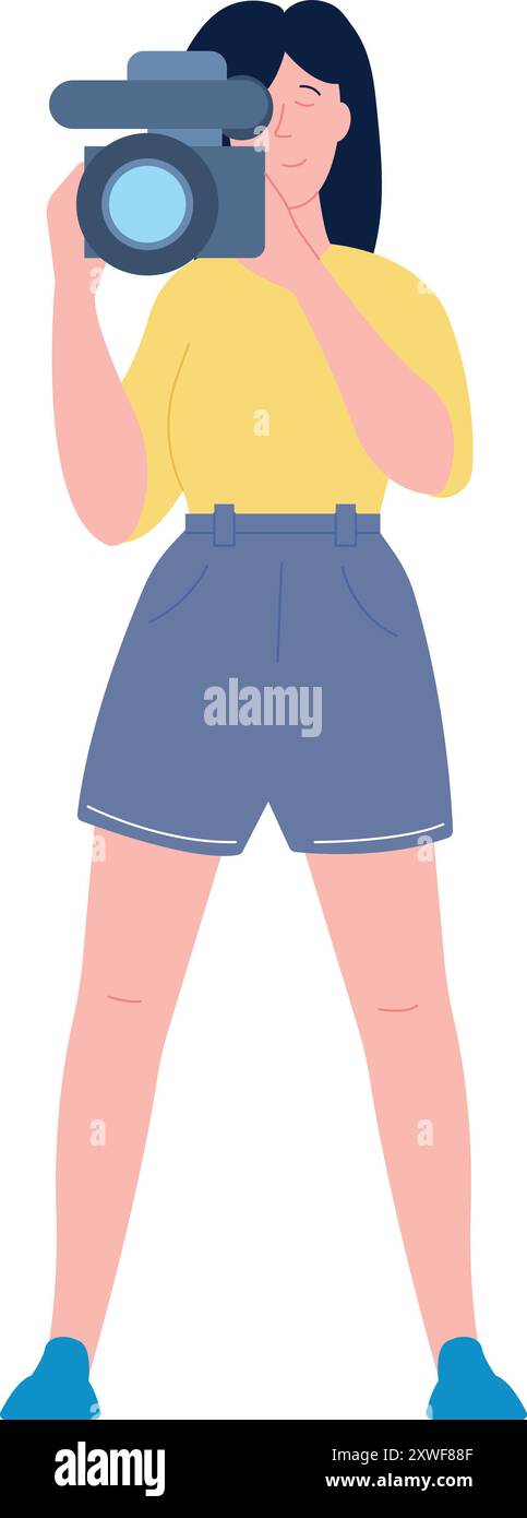 Female video camera operator Cut Out Stock Images & Pictures - Alamy