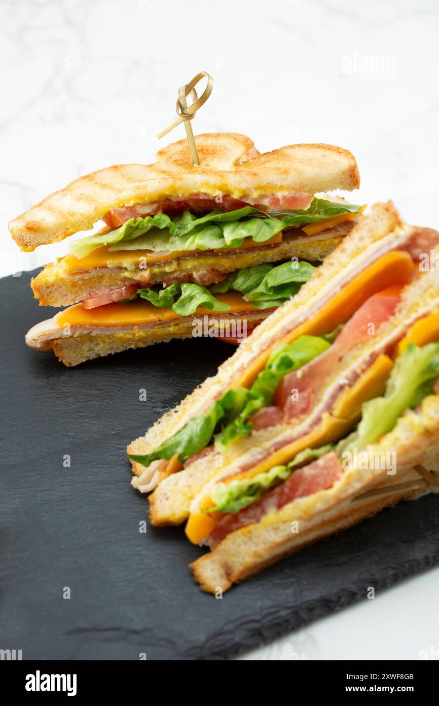 A view of a double decker sandwich Stock Photo - Alamy