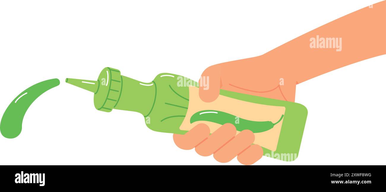 Hand hold green spicy sauce color icon Stock Vector Image & Art - Alamy