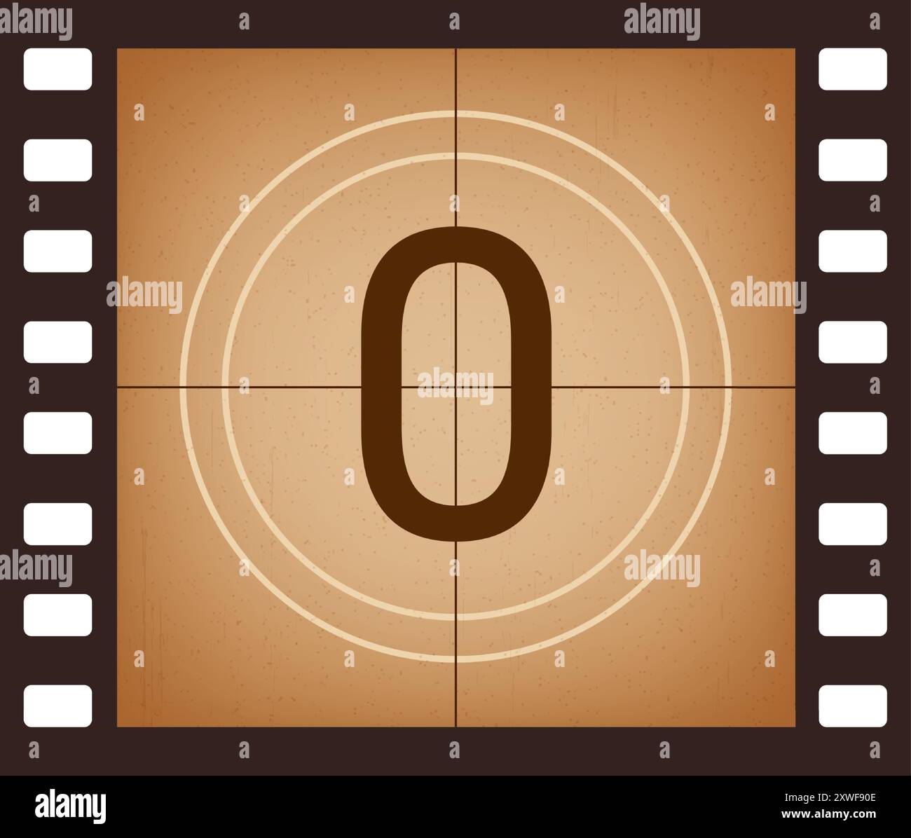 Zero countdown in retro movie frame. Film strip Stock Vector Image ...