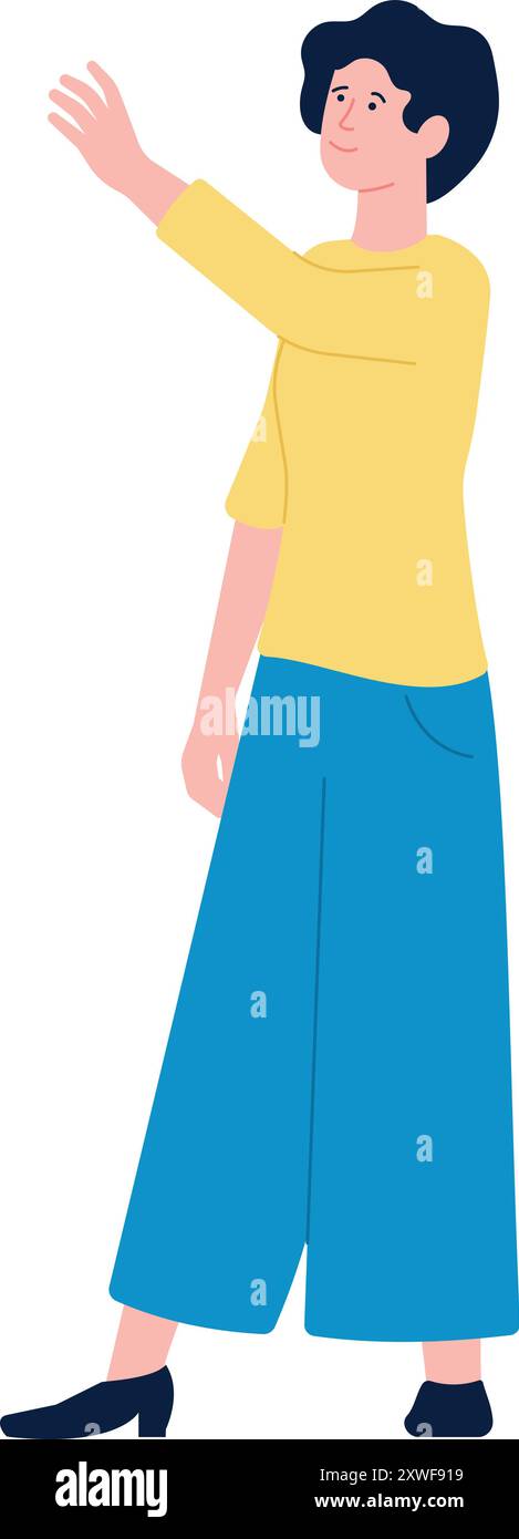 Woman waving hand. Character greeting gesture icon Stock Vector Image ...