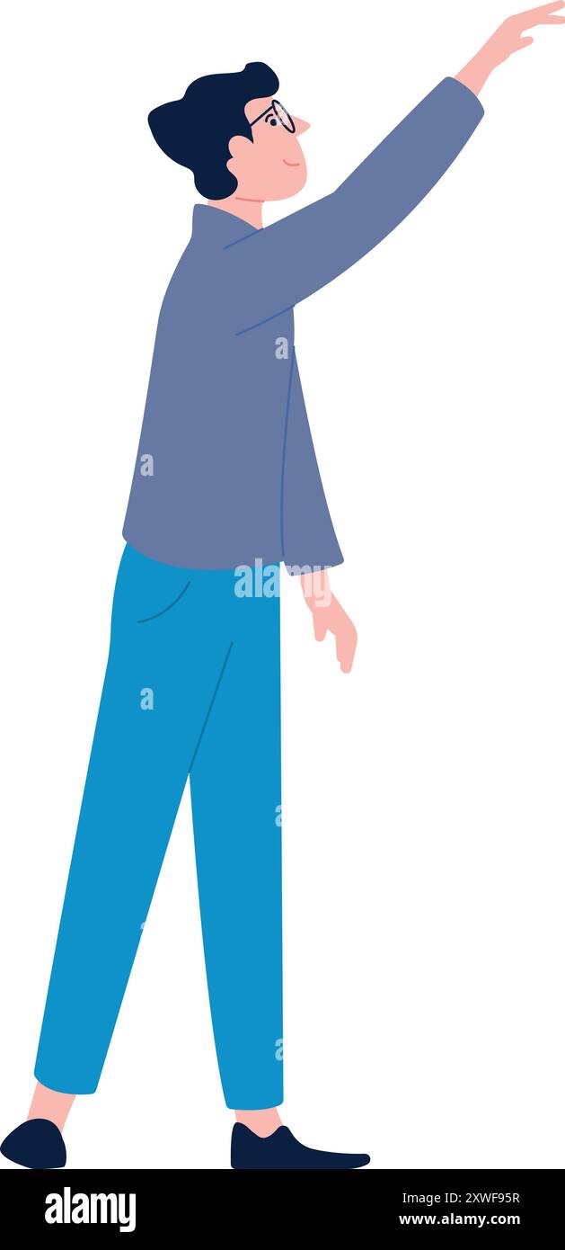 Man reaching up. Standing person with raised hand Stock Vector Image ...