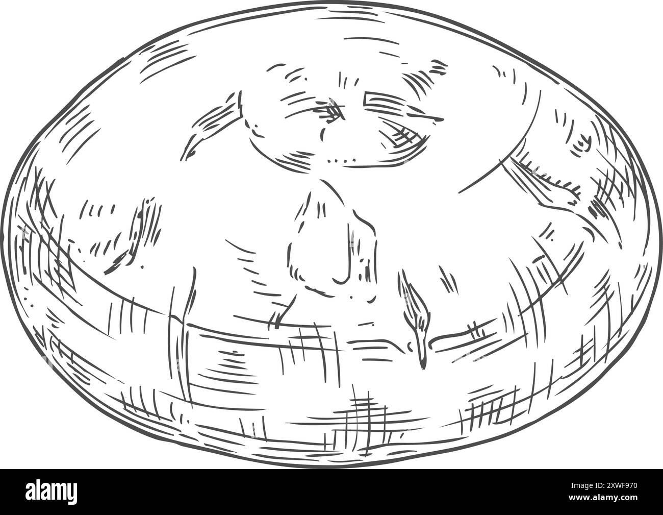 Round wheat bread drawing. Bakery menu engraving Stock Vector Image ...