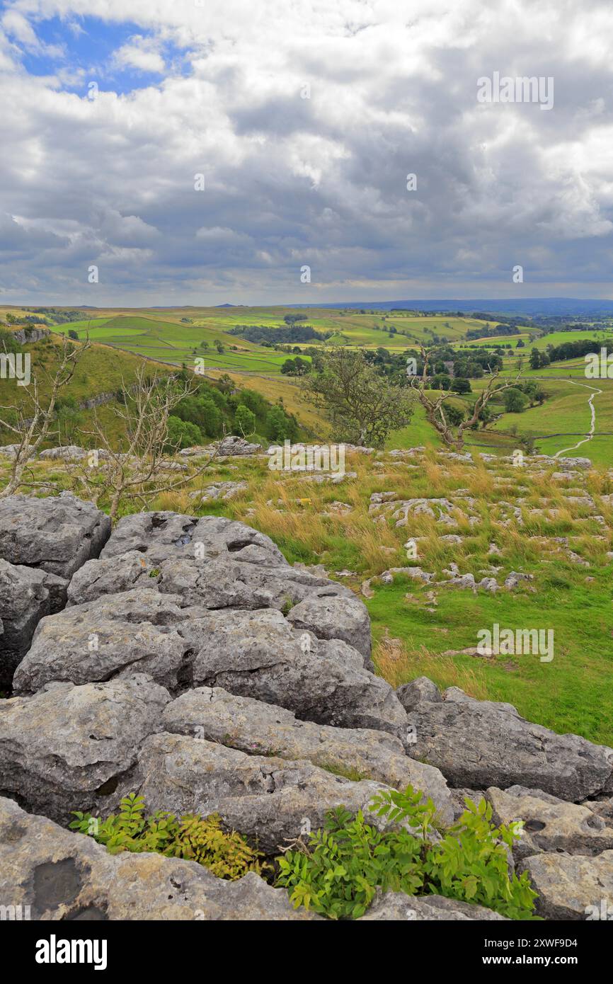 Above Malham Cove on the Limestone Pavement, Pennine Way, Malham ...