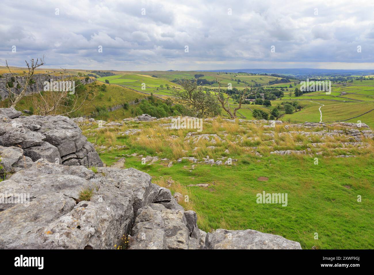 Above Malham Cove on the Limestone Pavement, Malham, Yorkshire Dales ...