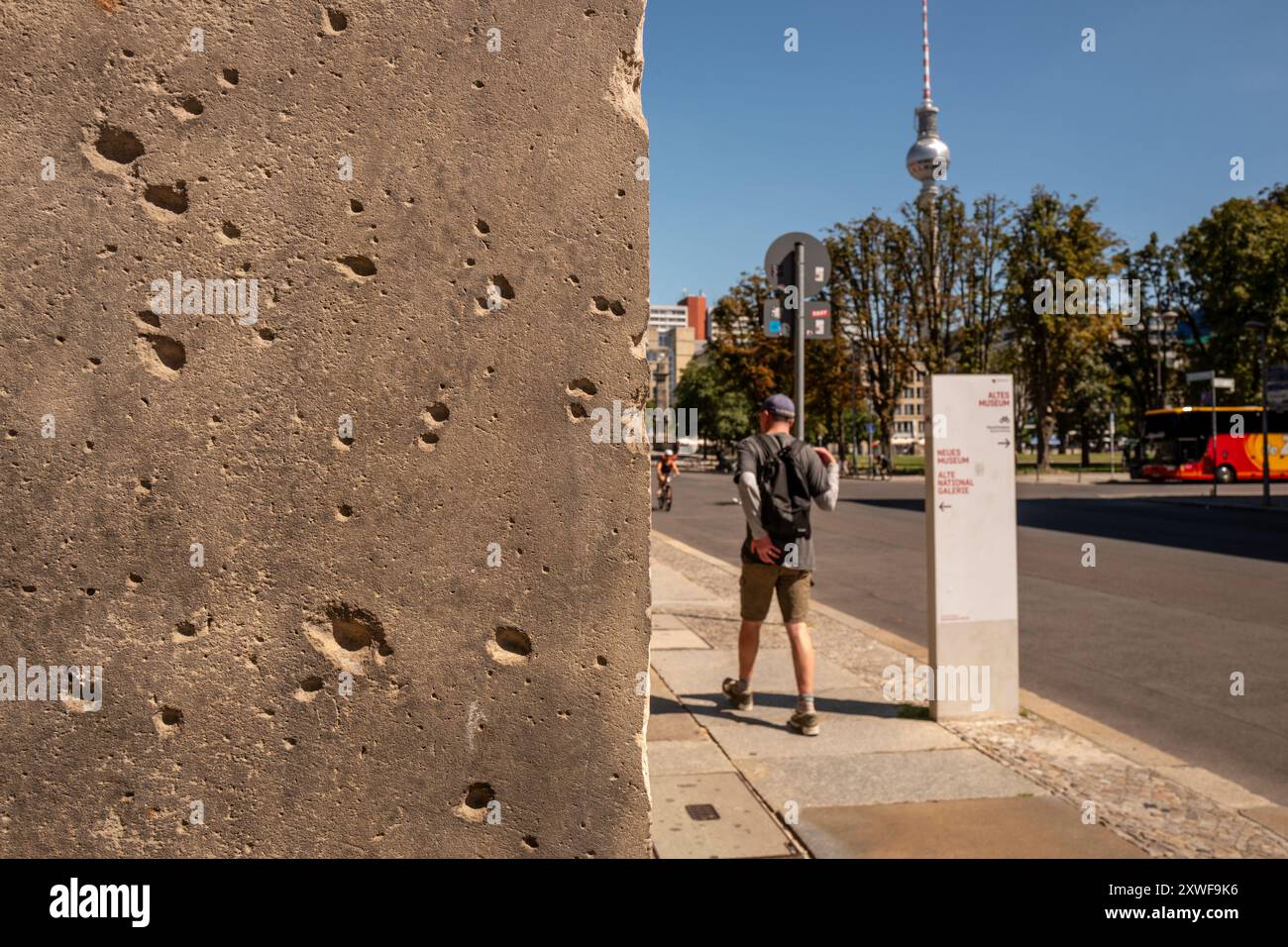 Berlin, August 12th 2024: Bullet holes from World War II in the Doric ...