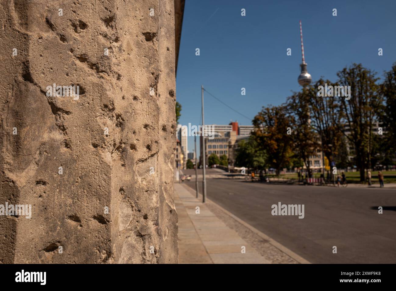 Berlin, August 12th 2024: Bullet holes from World War II in the Doric ...