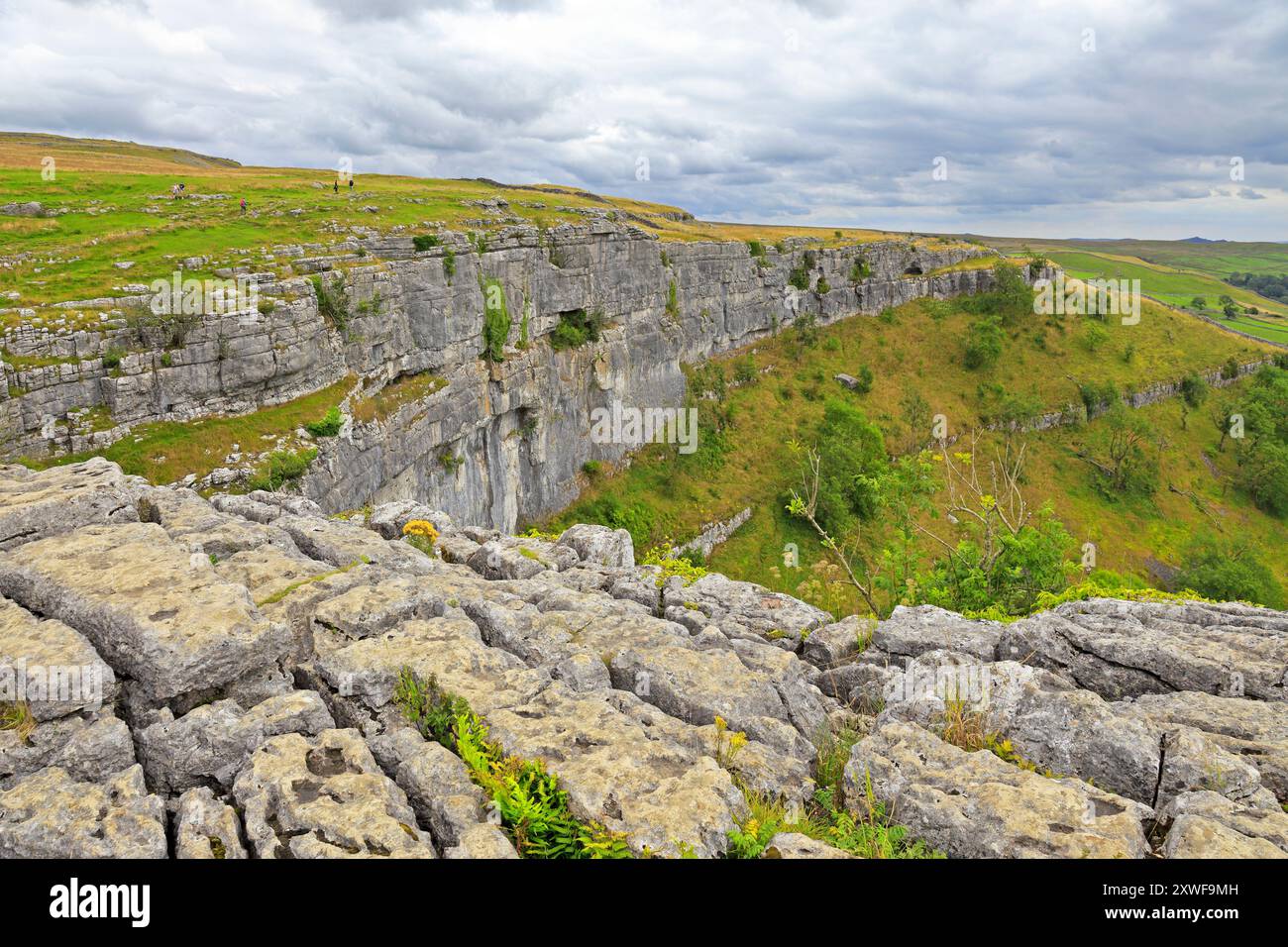 Above Malham Cove on the Limestone Pavement, Pennine Way, Malham ...