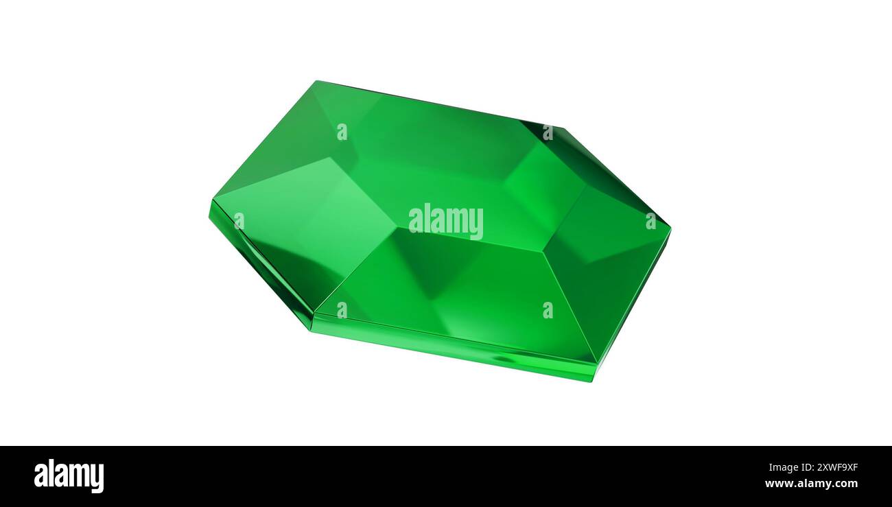 Emerald Gem on transparent background, green gemstone diamond isolated ...