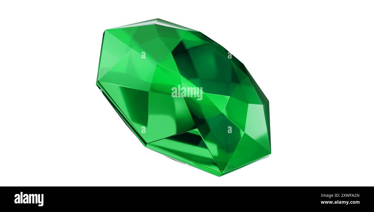 Emerald Gem on transparent background, green gemstone diamond isolated ...