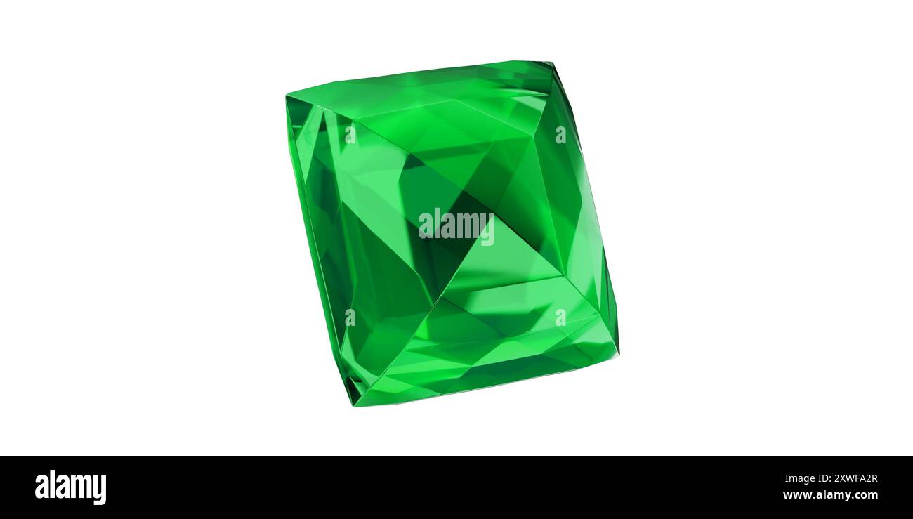 Emerald Gem on transparent background, green gemstone diamond isolated ...