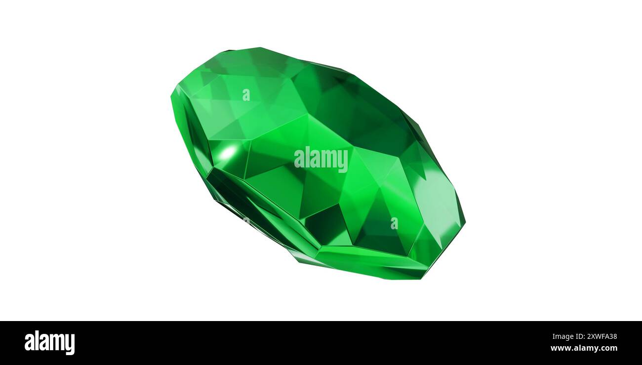 Emerald Gem on transparent background, green gemstone diamond isolated ...