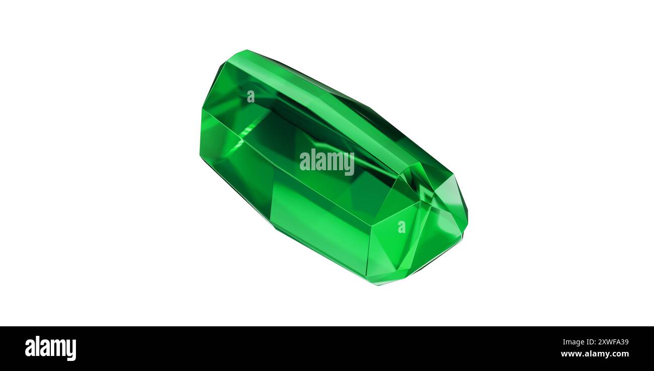 Emerald Gem on transparent background, green gemstone diamond isolated ...