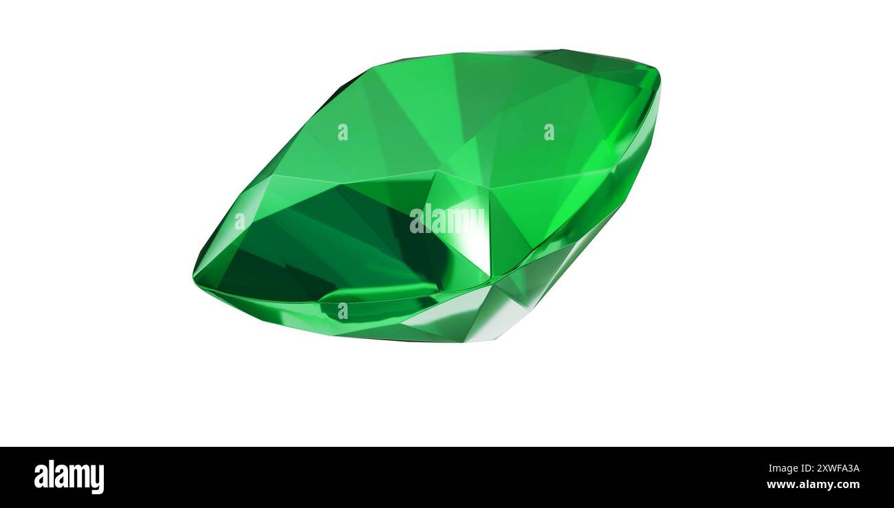 Emerald Gem on transparent background, green gemstone diamond isolated ...