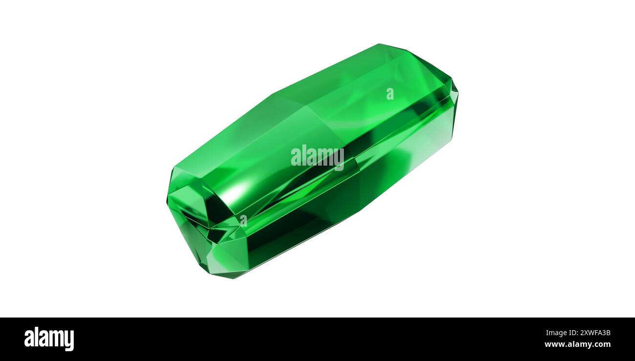Emerald Gem on transparent background, green gemstone diamond isolated ...