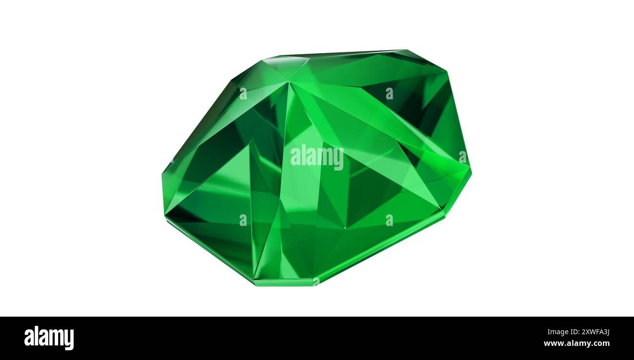 Emerald Gem on transparent background, green gemstone diamond isolated ...