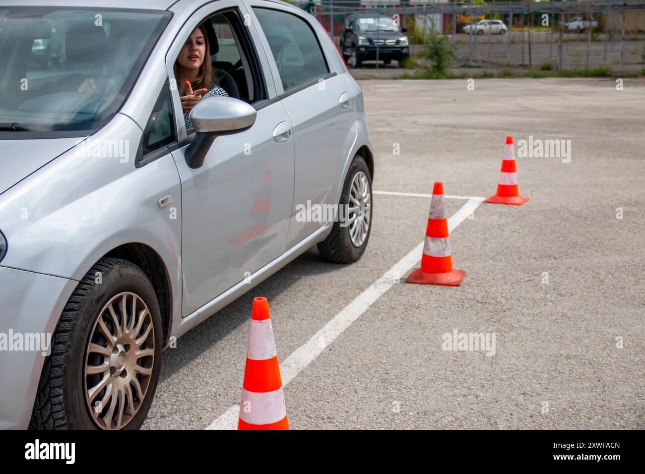 Driving school or test. Training parking. How to drive and park car ...