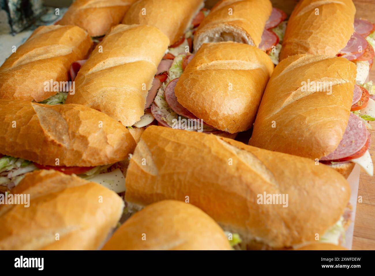 A view of several half sandwiches Stock Photo - Alamy