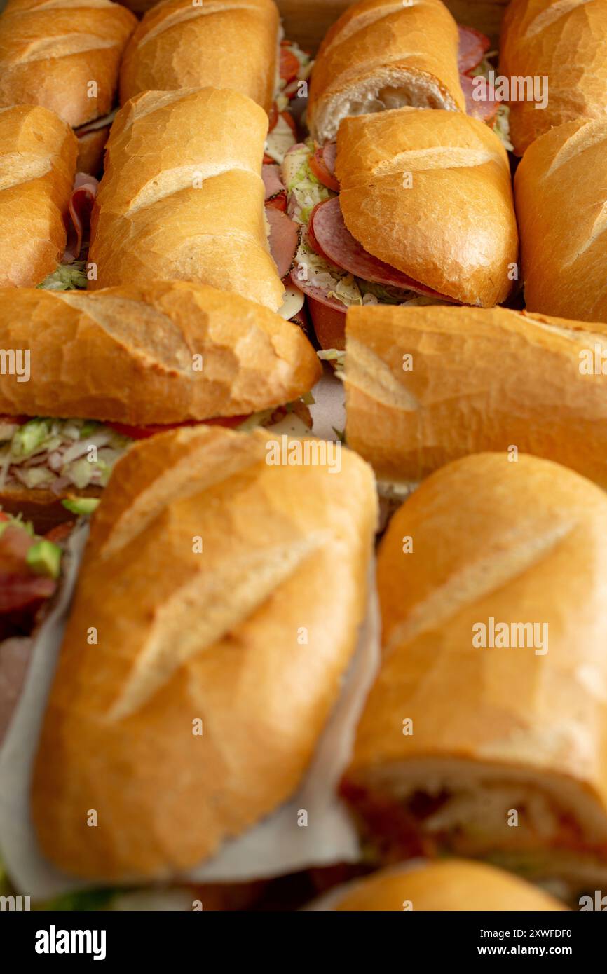 A view of several half sandwiches Stock Photo - Alamy