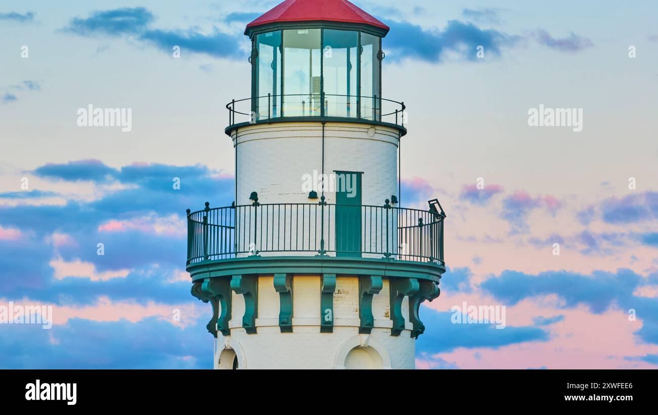 Aerial View of Wind Point Lighthouse at Twilight Stock Photo - Alamy