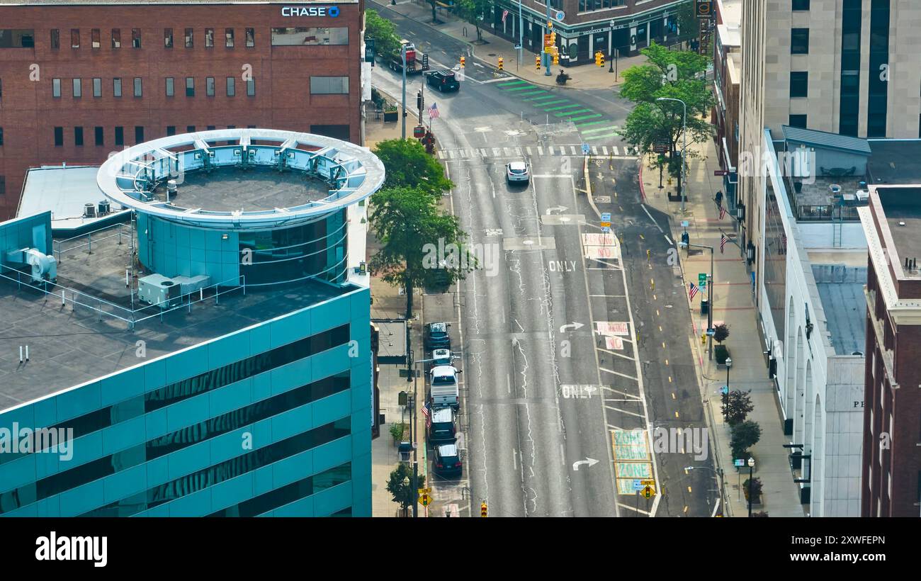 Aerial View Modern Rooftop and Downtown Kalamazoo Streets Stock Photo ...